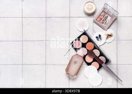 Composition with cotton pads, buds, makeup remover and cosmetic ...