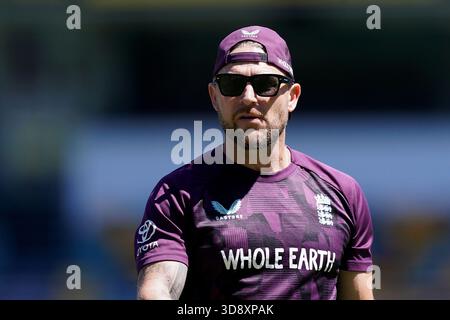 England head coach Brendan McCullum looks on during a nets session at ...