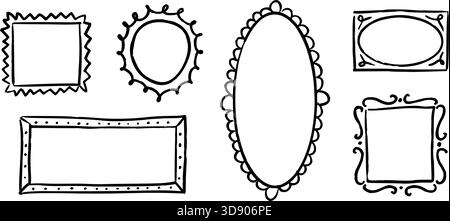 Doodled picture frame gallery set. Hand drawn photo and image border ...