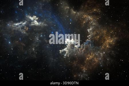 360 degree space nebula. Giant interstellar cloud with stars ...