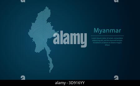Myanmar shape on gradient background. Country map with scratch texture ...