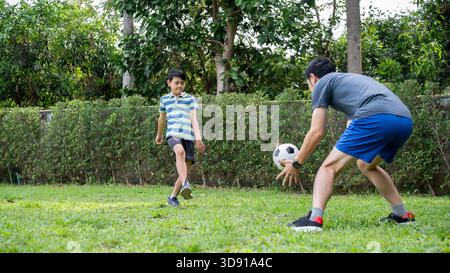 Soccer Football Field Father Son Activity Summer Concept Stock Photo ...