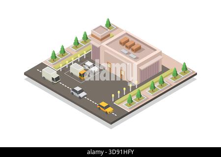 Isometric bank building illustrated in vector Stock Vector Image & Art ...