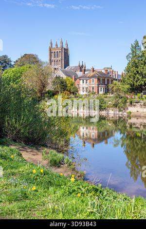 A picturesque scene on the River Wye, probably in the Mid Wales area ...