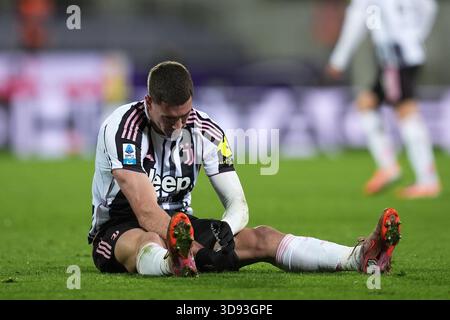 Juventus' Dusan Vlahovic with head down during the Serie A soccer match ...