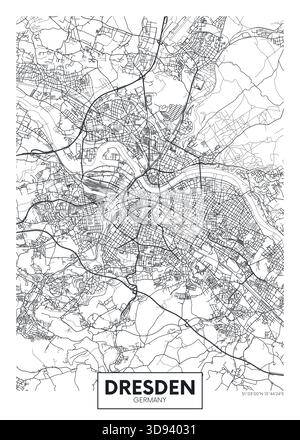 City map Dresden, monochrome detailed plan, vector illustration Stock ...