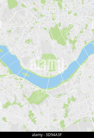 City map Seoul, detailed urban planning travel vector poster design ...