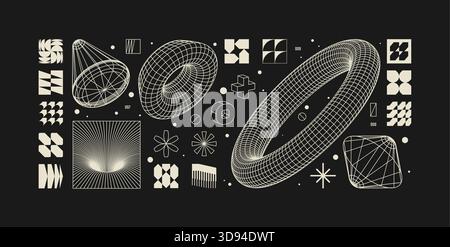 Vector Graphic Assets Set. Retro futuristic graphic ornaments. Modern ...