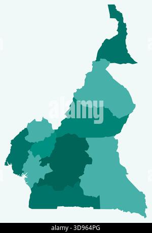 Map of Cameroon with regions. Just a simple country border map with ...