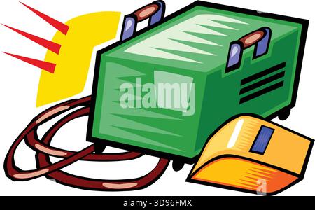 electrode welding machine cartoon vector illustration Stock Vector ...