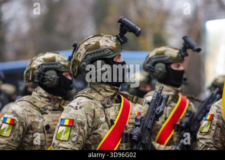 Bucharest, Romania - December 1, 2025: Romanian soldiers preparing to ...