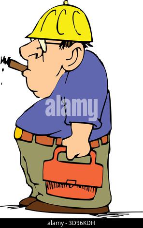 man construction repair holding toolbox shadow Stock Vector Image & Art ...