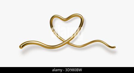 3d gold hand written heart with shadow Stock Vector Image & Art - Alamy