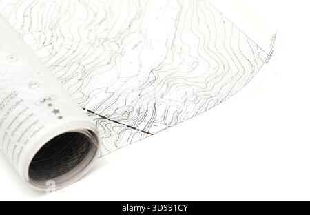 Very detailed Topographic maps on tracing paper rolled up into a tube ...