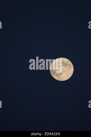 Dublin, Ireland - 04th December 2025 - A view of the December full moon ...