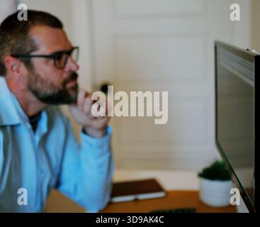 Middle Aged Man Vibe Coding Crypto Coin with Artificial Intelligence ...