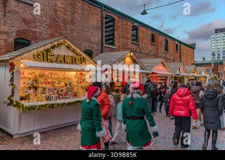 Christmas Market at Distillery Winter Village in Toronto, Canada Stock ...