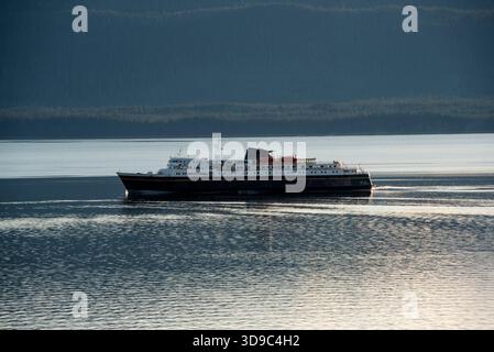 Alaska Marine Highway the m/v Matanuska passing between Sentinel Island ...