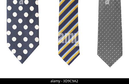 Three multi-colored tie. Isolated on a white background Stock Photo - Alamy