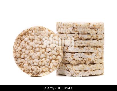 Close-up of stacked crackers against gray background with copy space ...