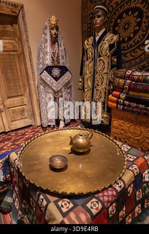 Traditional couple wedding clothes at the Rudaki Historical museum in ...