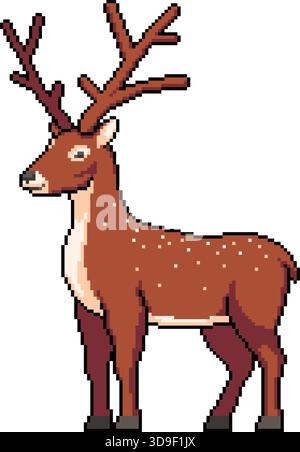 8 bit pixel deer. Animal for asset games and Cross Stitch patterns in ...