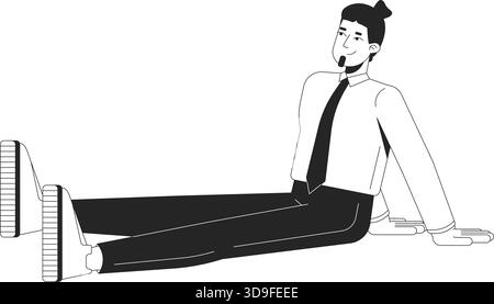 Relaxed office worker leaning back with legs stretched out 2D cartoon ...