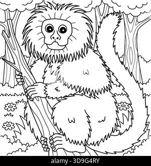 Tamarin Animal Coloring Page for Kids Stock Vector Image & Art - Alamy