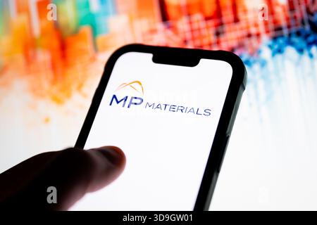 In this photo illustration, a MP Materials logo is seen displayed on a ...