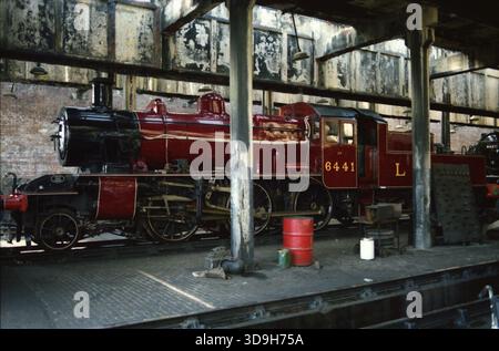 Inside the engine sheds, workshops, at Steamtown, Carnforth, in 1979 ...