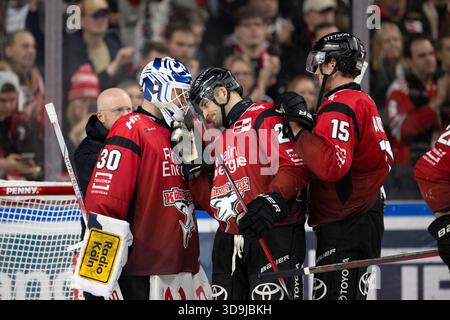 Janne Juvonen (Cologne Sharks, goalkeeper, #30); Ryan Macinnis (Cologne ...