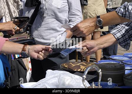 Copenhagen / Denmark. Consumers and travelers at Copenhagen Antique ...