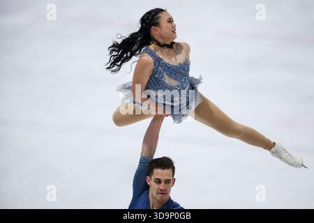 Audrey Shin and Balazs Nagy compete during the pairs short program at ...