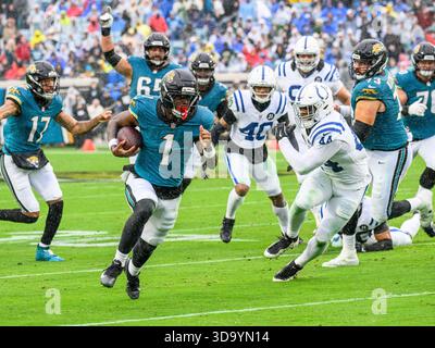 December 28, 2025: Jacksonville Jaguars running back Travis Etienne (1 ...