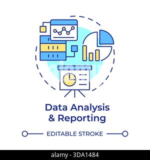 Data analysis and reporting multi color concept icon Stock Vector Image ...