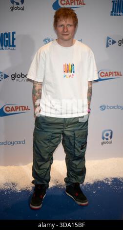 Ed Sheeran attendsthe Capital's Jingle Bell Ball at The O2 Arena on ...