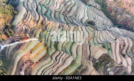Aerial photo shows the winter scenery of Hongya Platform in Ulanqab ...