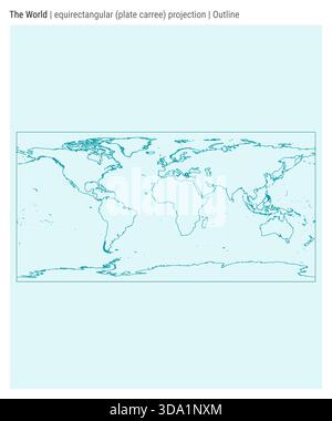 World Map. Equirectangular (plate carree) projection. Futuristic world ...