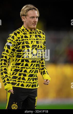 Julian Brandt of Borussia Dortmund warming up prior to the Tottenham ...