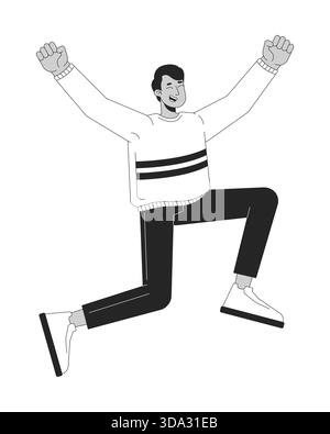Joyful indian man jumping with raised arms 2D cartoon character Stock ...