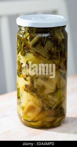 Glass jar with pickled swiss chard Stock Photo - Alamy