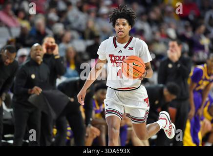 Texas Tech guard Christian Anderson (4) dribbles the ball during the ...