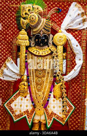 ornate deity dwarkadhish idol for worship at temple Stock Photo - Alamy