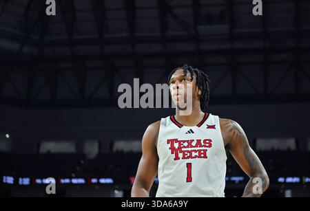 Texas Tech guard Tyeree Bryan reacts during the first half of an NCAA ...