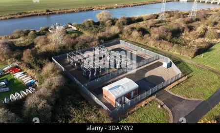 An aerial view of electrical substation building Stock Photo - Alamy