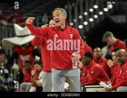 Texas Tech head coach Grant McCasland reacts during the first half of ...