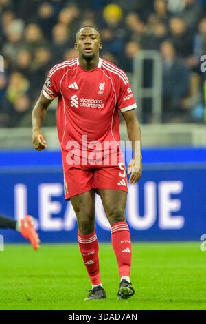 Ibrahima Konate of Liverpool FC seen in action during the UEFA ...