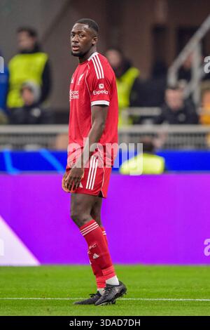 Ibrahima Konate of Liverpool FC seen in action during the UEFA ...