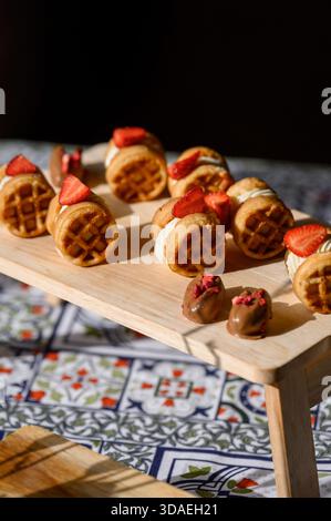 Homemade Mini waffles on Waffle Maker Stock Photo - Alamy