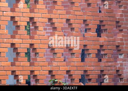 An abstract masonry screen wall design as seen from the side Stock ...